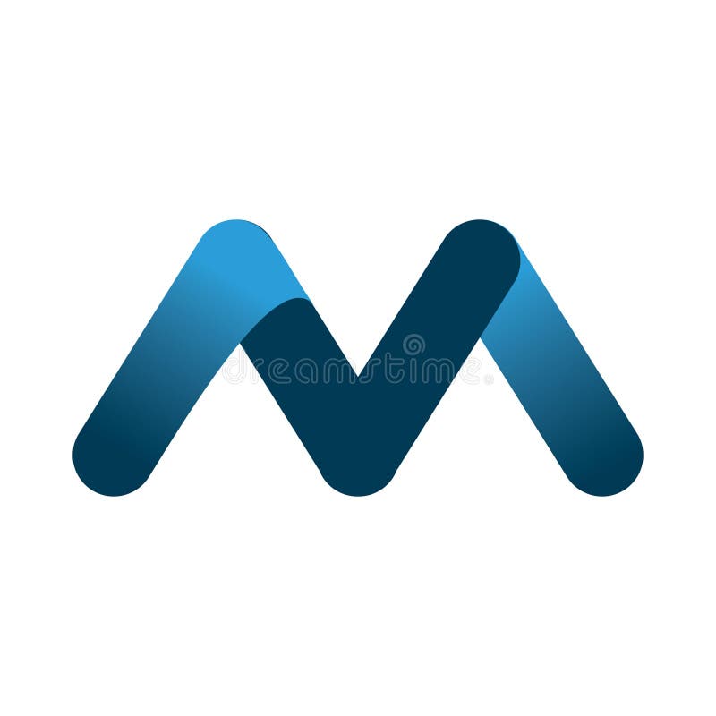 Blue Color Initial Letter M Logo Design Stock Vector - Illustration of ...