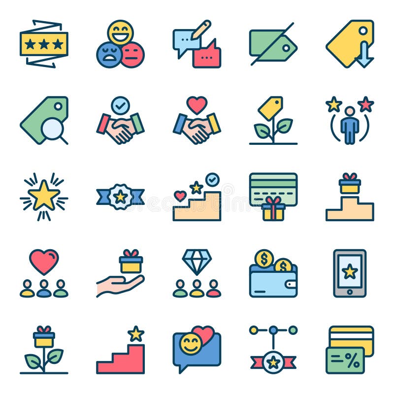Filled Color Outline Icons for Loyalty. Stock Vector - Illustration of ...