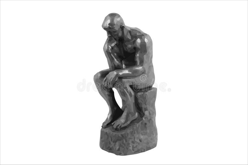 The Thinker Statue Stock Illustration. Thinking Man Sculptures Vector ...