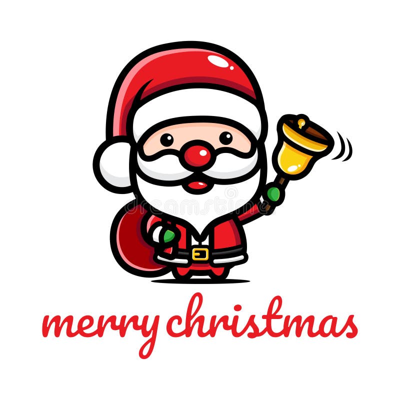 Cute Santa Claus Cartoon Character Design Celebrating Christmas Stock ...