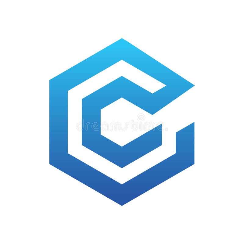 Blue Color Hexagon Initial Letter C Logo Design Stock Vector ...