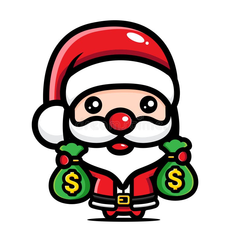 Cute Santa Claus Cartoon Character Design Sharing Money Stock Vector ...
