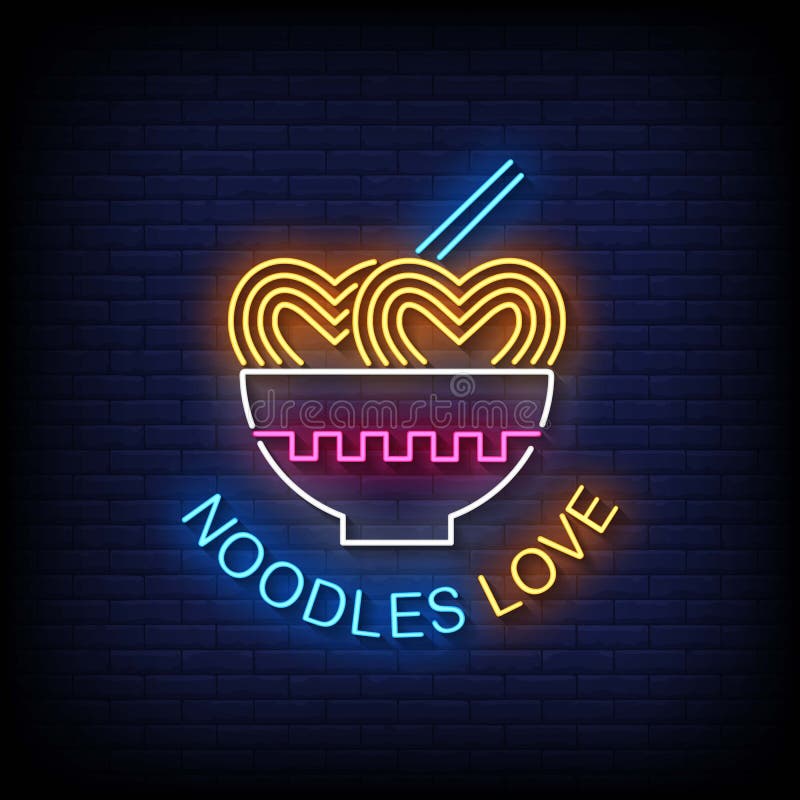 Noodles Love Neon Signs Style Text Vector Stock Vector - Illustration ...