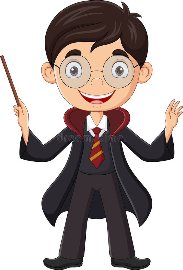Cartoon Wizard Boy with a Magic Wand Stock Vector - Illustration of holding, cartoon: 237357432
