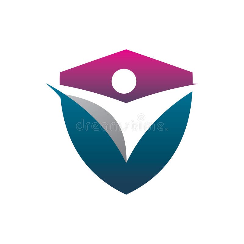 Full Color People Community Shield Logo Design Stock Vector ...