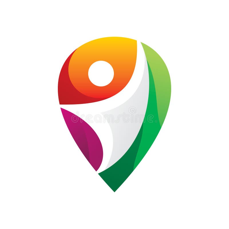 Full Color Pin Map People Logo Design Stock Vector - Illustration of ...