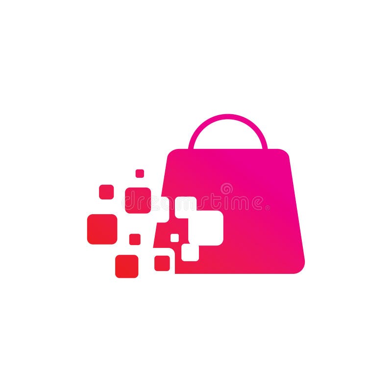 Digital Pixel Online Shop Bag Logo Design Stock Vector - Illustration ...