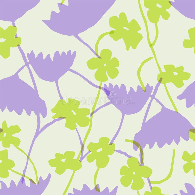 Vector Layered Contemporary Flower Illustration Motif Seamless Repeat ...