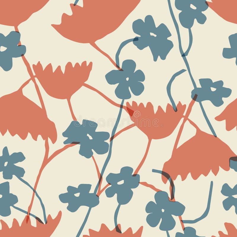 Vector Layered Contemporary Flower Illustration Motif Seamless Repeat ...