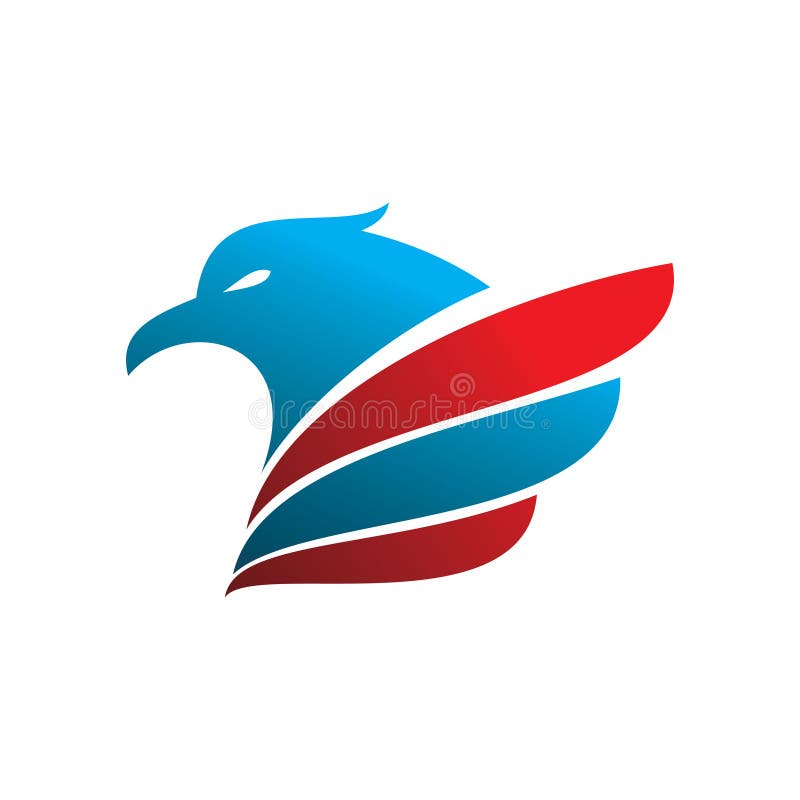Eagle Head Wing Red Blue Color Logo Design Stock Vector - Illustration ...