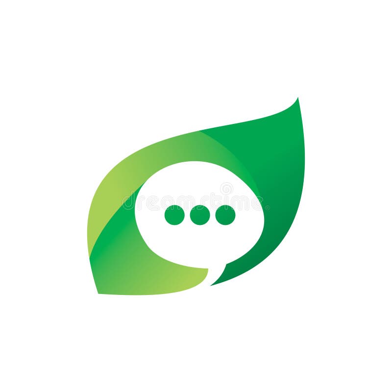 Green Nature Leaf Chat Logo Design Stock Vector - Illustration of ...