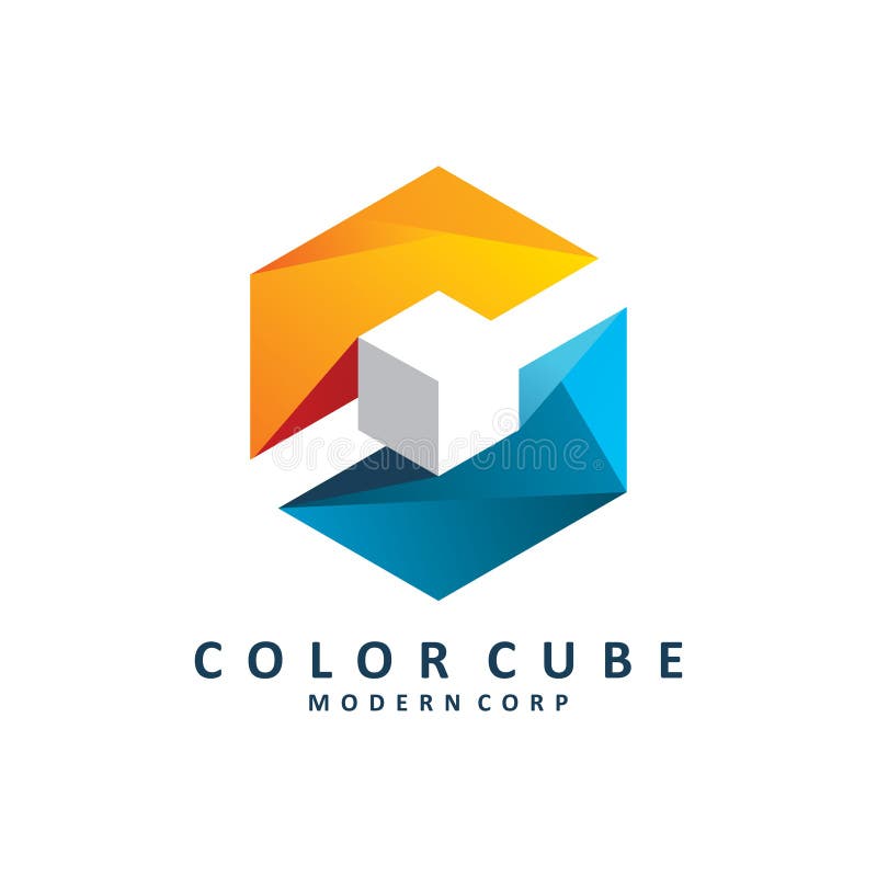 Cube Modern 3d Gradient Color Logo Design Stock Vector - Illustration ...