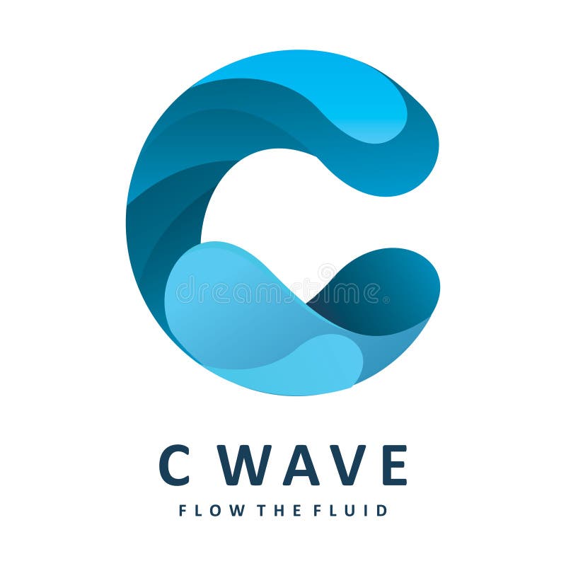 Blue Color Initial C Letter Fluid Logo Design Stock Vector ...