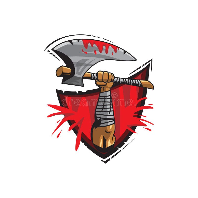 Hand Holding Ax Gaming Esport Logo Design Stock Vector - Illustration ...