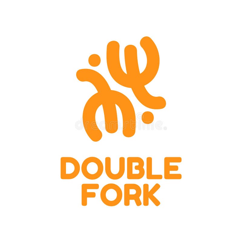 Twin Double Fork Orange Logo Concept Design Stock Vector - Illustration ...