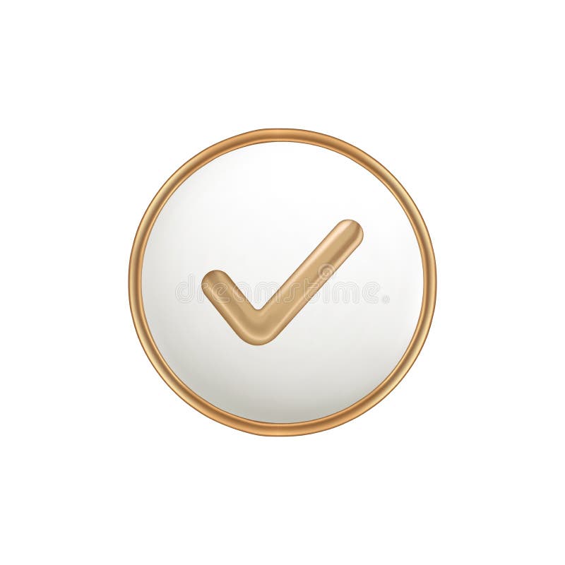 Golden 3d Check Box with Check Mark on White Background.3D Illustration ...