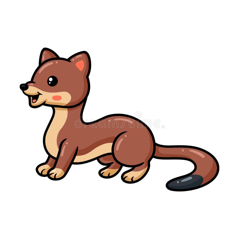 Cute Little Weasel Cartoon Posing Stock Vector - Illustration of mink ...