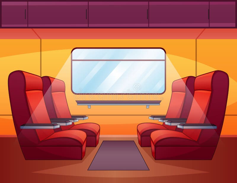 Train Inside Interior, Empty Railway Car with Comfortable Seats Stock ...