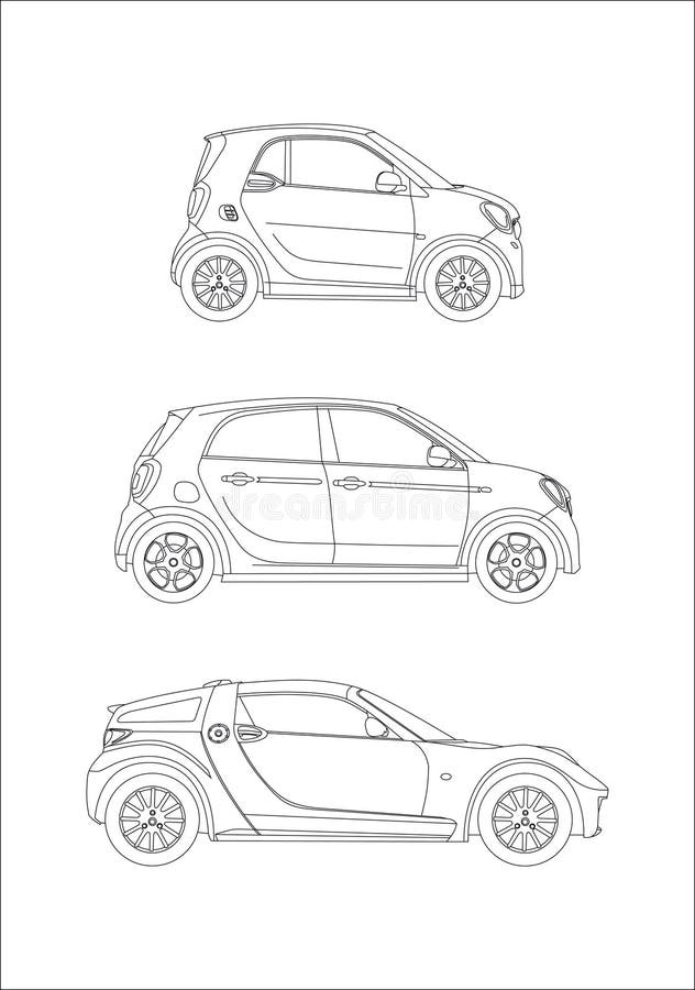 Set of Contour Models, Compact Car Stock Vector - Illustration of ...