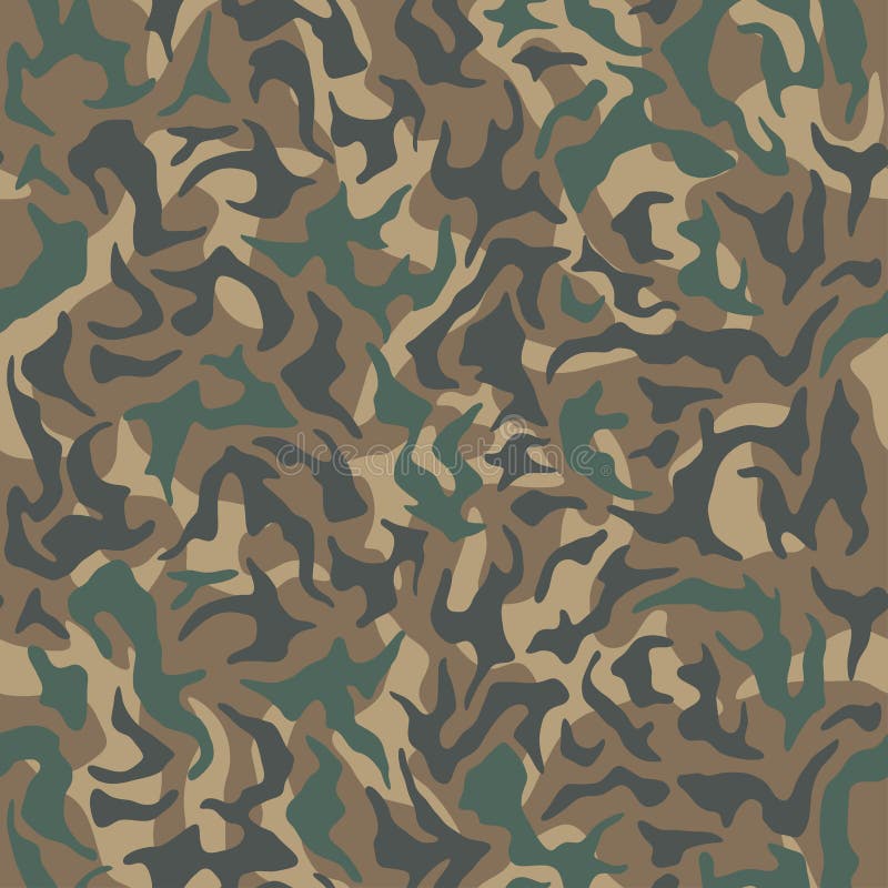 Woodland Camouflage Seamless Pattern. Camo Background, Natural Curved ...