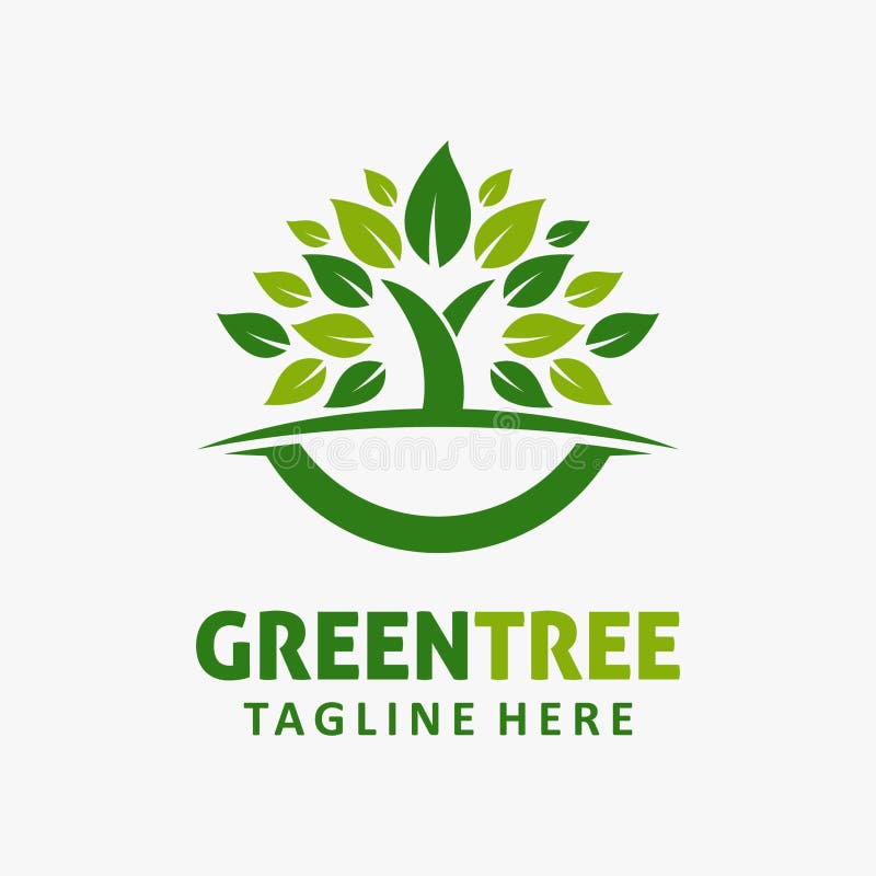 Green tree logo design stock vector. Illustration of brand - 237774594