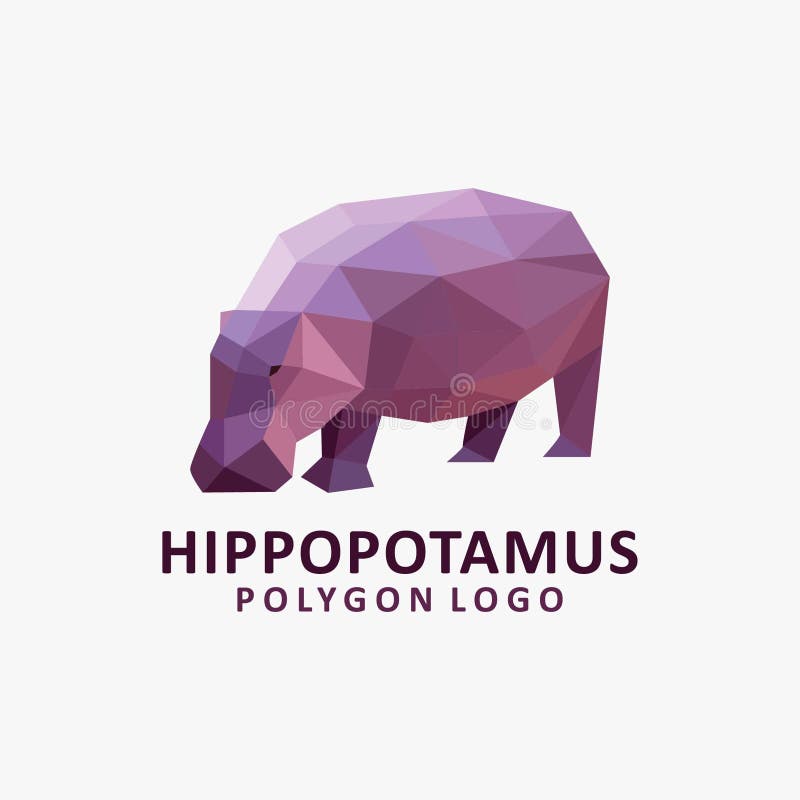 Hippopotamus Low Poly Logo Design Stock Vector - Illustration of ...