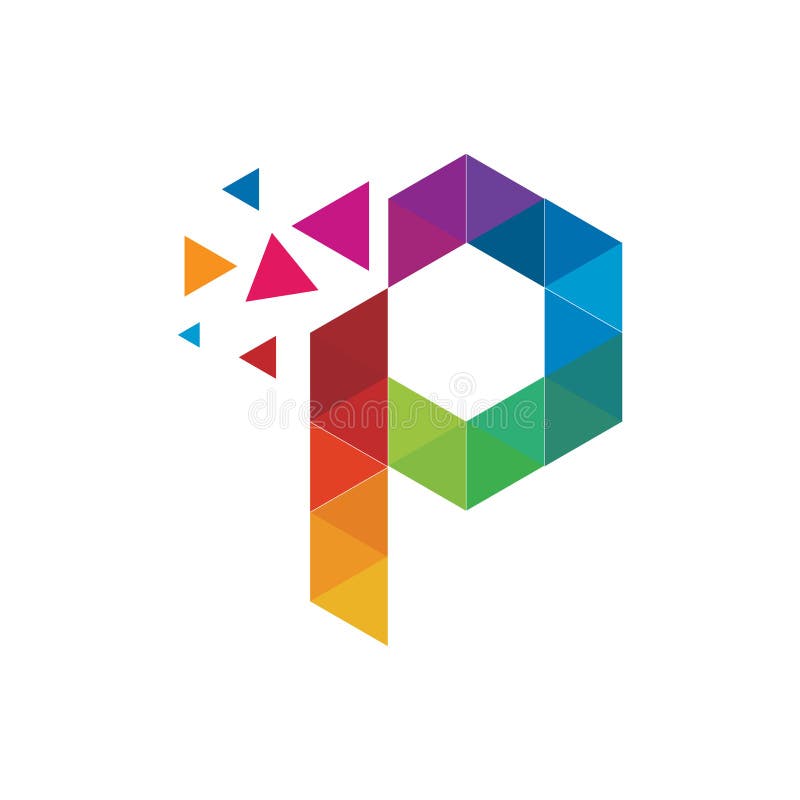 Ful Color Diamond Initial P Letter Logo Design Stock Vector ...