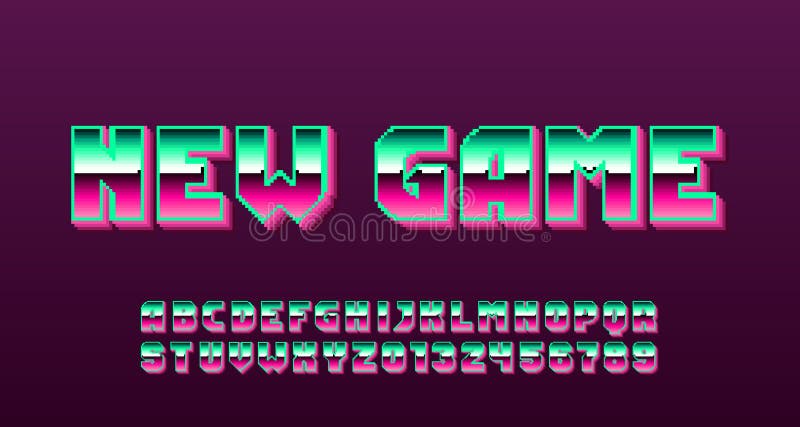 New Game Alphabet Font. Pixel Gradient Letters and Numbers Stock Vector ...