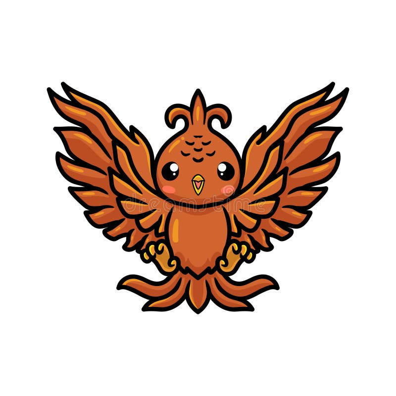 Cute Little Phoenix Cartoon Flying Stock Vector - Illustration of beast ...