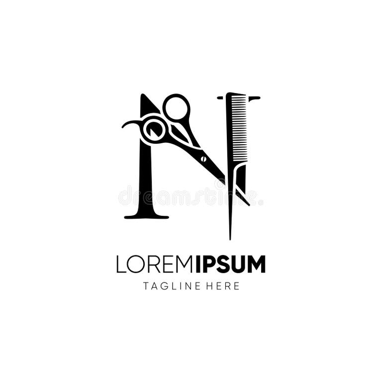 Letter N Scissors and Hair Comb Stylist Logo Design Vector Icon Graphic ...