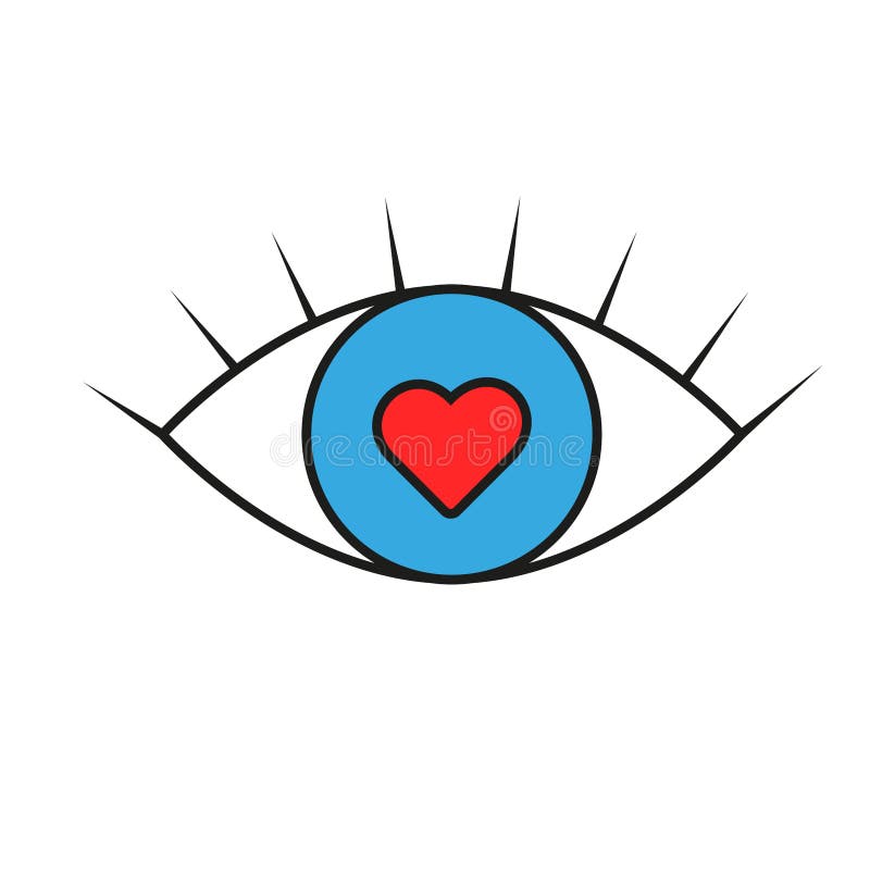 Open Eye Sticker in Groove Style Stock Illustration - Illustration of ...