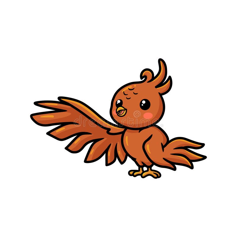 Cute Little Phoenix Cartoon Waving Hand Stock Vector - Illustration of ...