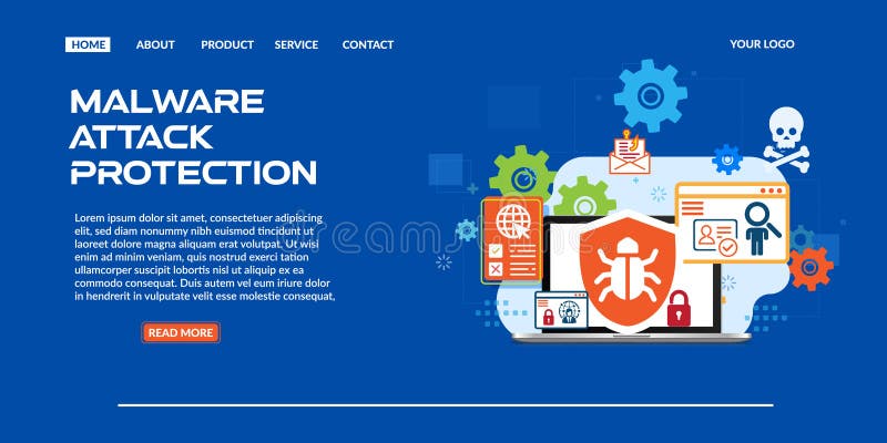Landing Page Malware Attack Protection Stock Vector - Illustration of ...