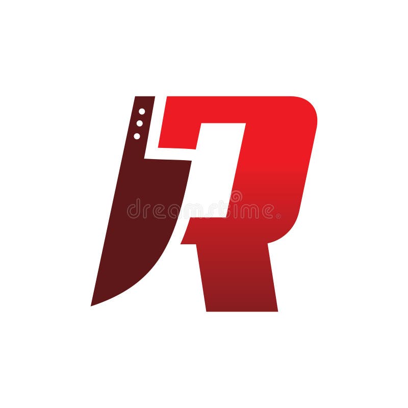 Red Knife R Letter Logo Design Stock Vector - Illustration of knife ...