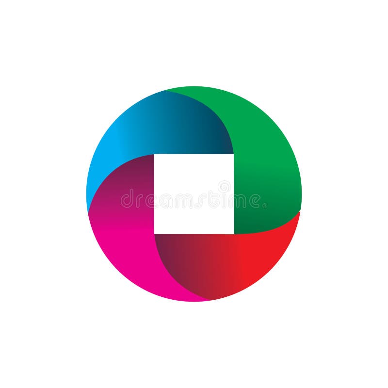 Full Color Circle Square Logo Design Stock Vector - Illustration of ...