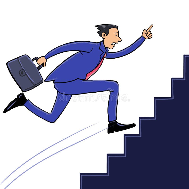 Businessman Running Up the Stairs. Success Concept. Stock Vector ...