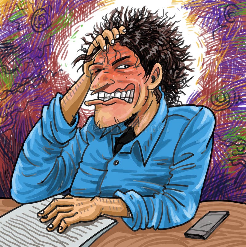 Man Stress Illustration. Problem and Hard To Solve the Problem Stock ...