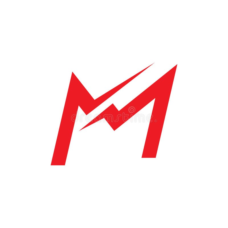 Red Color M Letter Lightning Logo Design Stock Vector - Illustration of ...