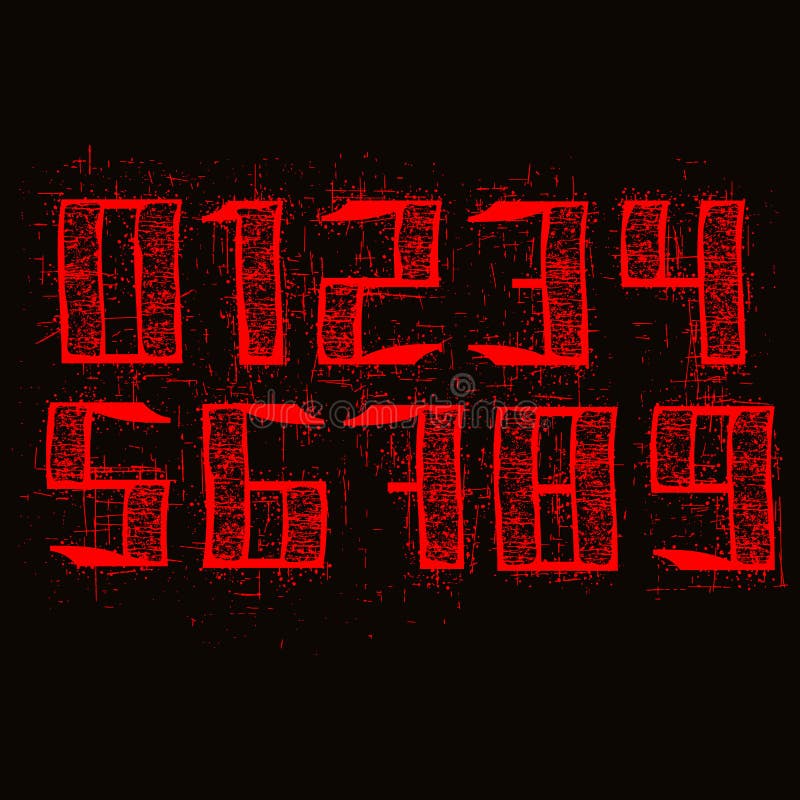 Grunge Style Vector Numbers.Art Font. Stock Vector - Illustration of ...