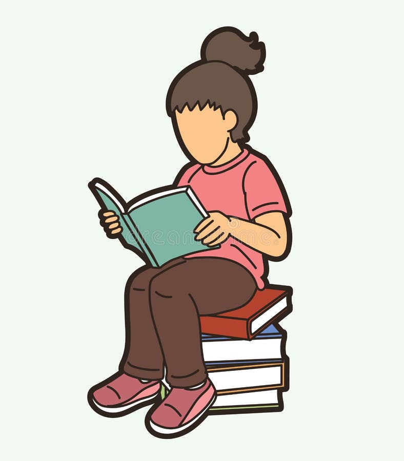 Children Reading a Book Cartoon Graphic Vector Stock Vector ...