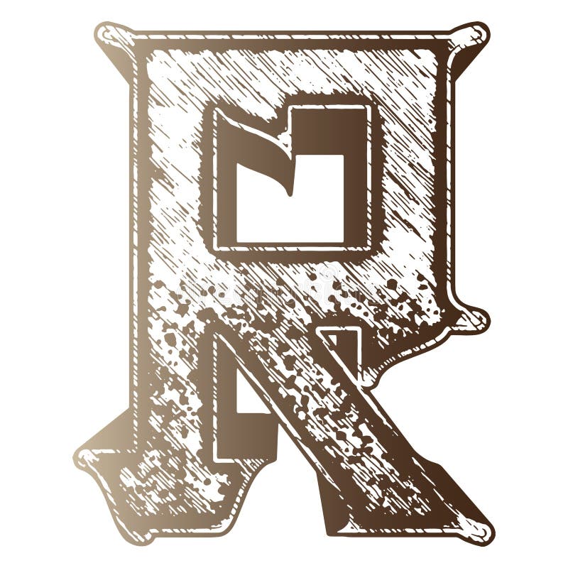 Ancient Art Font.Brown Decorative Letter Isolated on White Background ...