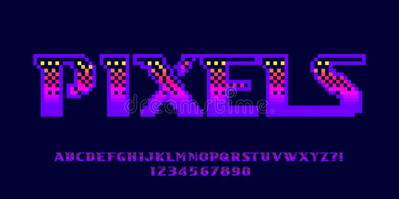 Pixels Alphabet Font. Pixel Letters and Numbers. Stock Vector ...