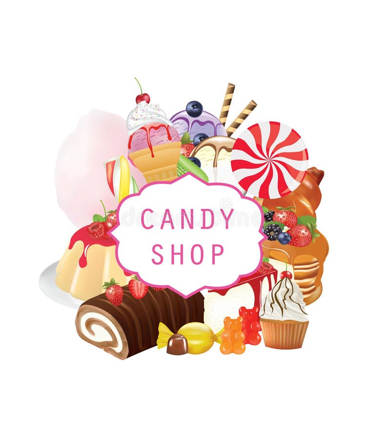 Candy shop design stock vector. Illustration of banner - 238460402