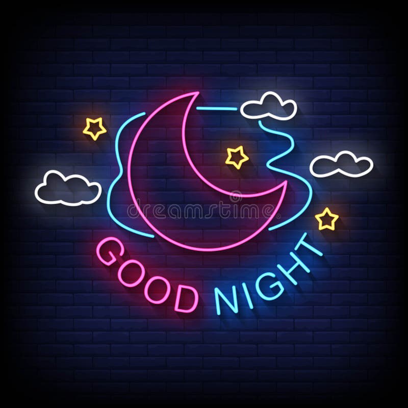 Good Night Neon Signs Style Text Vector Stock Vector - Illustration of ...