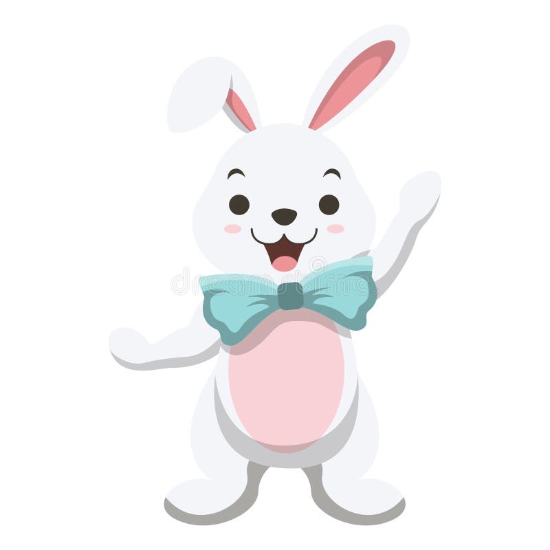 Cute White Rabbit Cartoon Standing Stock Vector - Illustration of ...