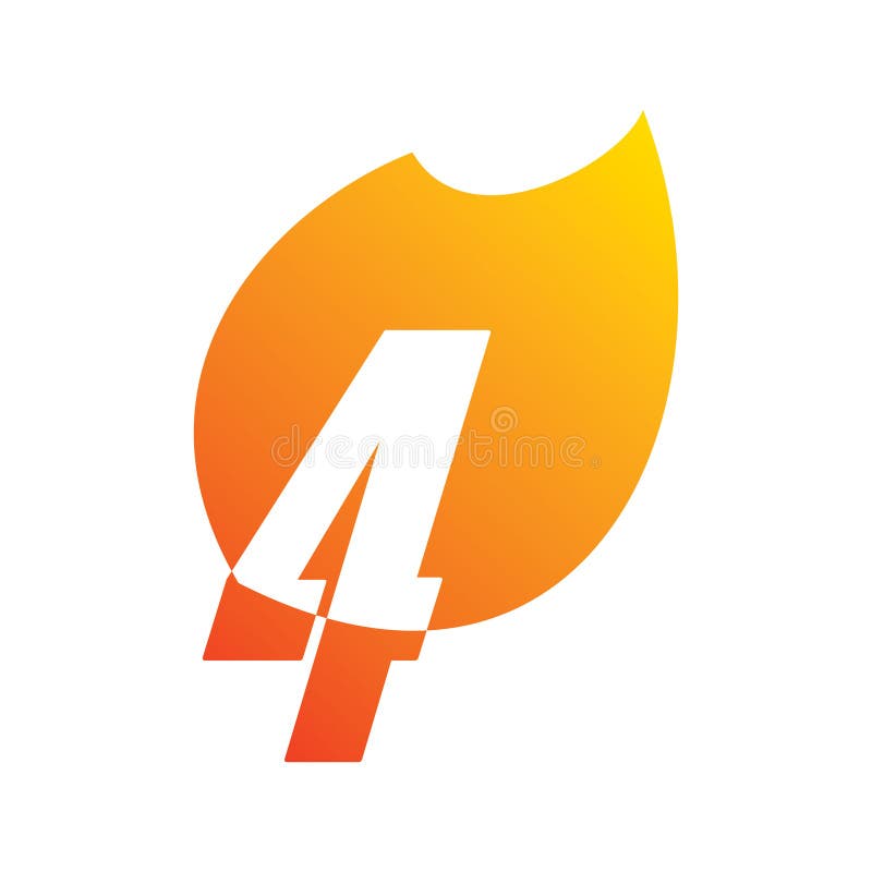 Number 4 Four Fire Flame Logo Design Stock Vector - Illustration of ...