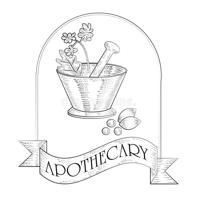 Apothecary or Traditional Medicine Badge and Emblem Vector Illustration ...