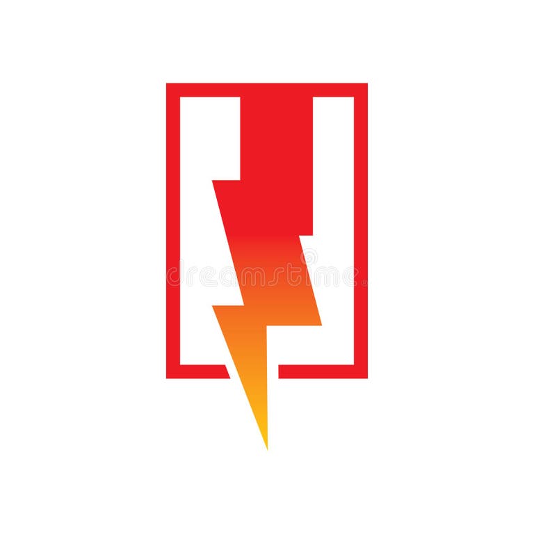 Lightning Square Frame Energy Logo Design Stock Vector - Illustration ...
