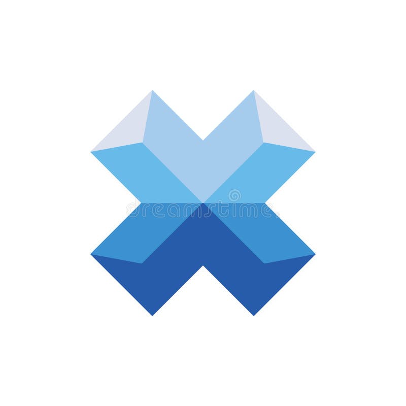 3d Solid X Letter Logo Design Stock Vector - Illustration of curve ...