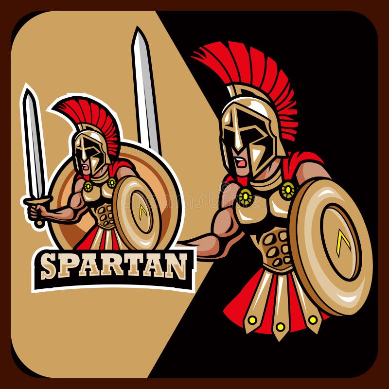 Cartoon Spartan Holding a Shield and Sword Stock Vector - Illustration ...